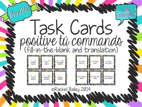 Positive Tú Commands Task Card Activity Bundle Task Card Activities