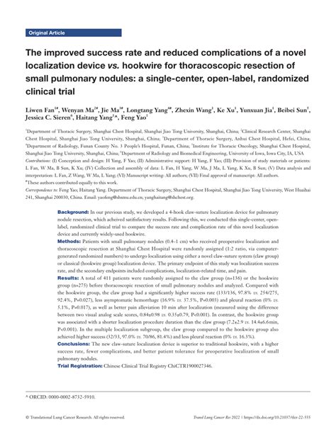 Pdf The Improved Success Rate And Reduced Complications Of A Novel Localization Device Vs