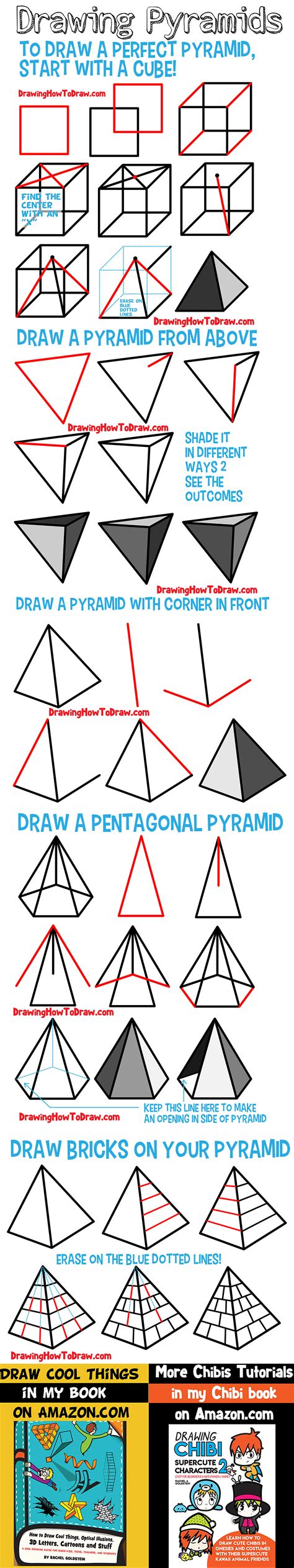 How To Draw A Rectangular Pyramid Step By Step