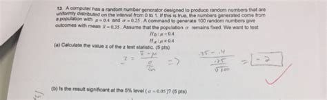 Solved A Computer Has A Random Number Generator Designed Chegg