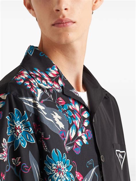 Prada Short Sleeved Cotton Shirt Black Farfetch