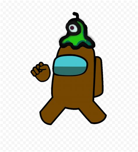 HD Among Us Crewmate Red Character With Brain Slug Hat PNG Citypng