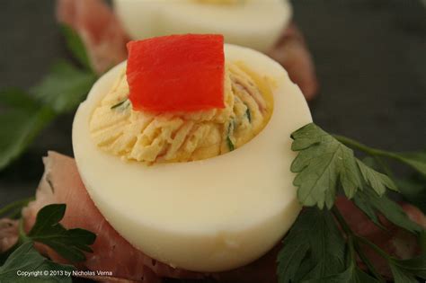 Italian Fusion Diavola Eggs With Prosciutto Deviled Eggs