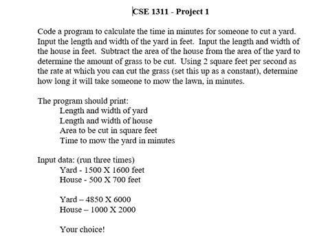 Solved CSE 1311 Project 1 Code A Program To Calculate The Chegg