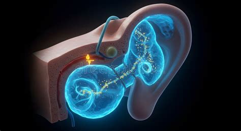 detailed 3d model of the inner ear anatomy cochlea showing auditory