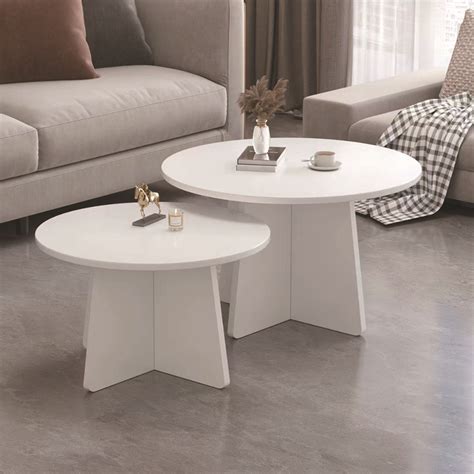โต๊ะเล็ก โต๊ะกาแฟ 40 50cm สไตล์มินิมอล โต๊ะกลางโซฟา Side Table ห้องนอน สีขาว ห้องนั่งเล่น
