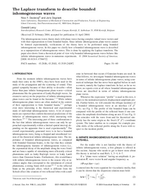 Pdf The Laplace Transform To Describe Bounded Inhomogeneous Waves