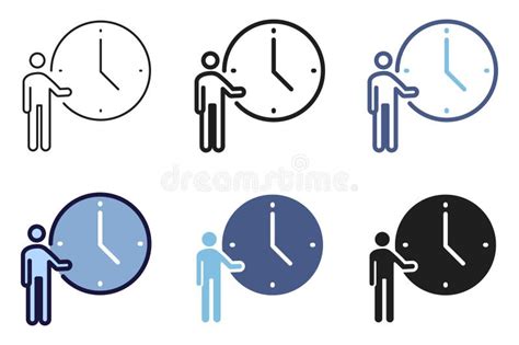 Person Pointing At Clock Icon Vector Graphic Element For Schedule
