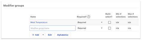 Create And Manage Modifier Groups And Modifier Options