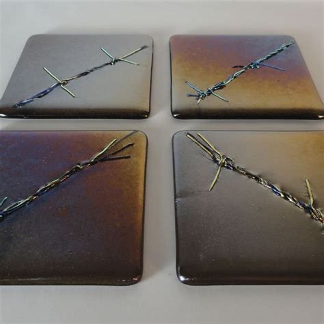 Handmade Barbed Wire Inspired Glass Art Tiles By Krucial Objects Llc