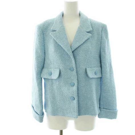 【中古】ザラ Zara テーラードジャケット ツイード 裏地総柄 S 水色 ライトブルー Hn12 Gy19 レディースの通販はau Pay