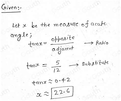 Solved STRUCTURE Find The Tangent Of The Smaller Acute Angle In A Right Triangle With Side