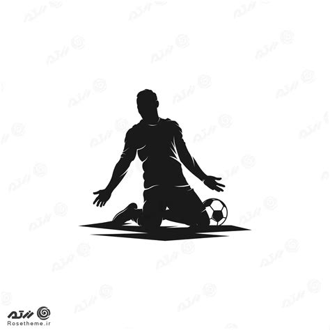 وکتور Eps لایه باز طرح گرافیکی فوتبالی شامل بازیکن فوتبال و توپ فوتبال به صورت تک رنگ 21213 رزتم