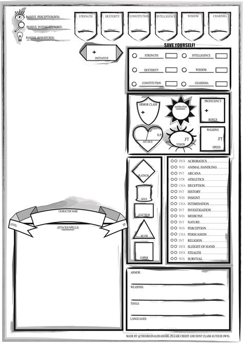 Printable Blank Dandd Character Sheet
