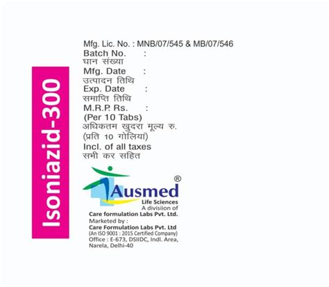 Isoniazid Tablets Ip 300mg At Rs 135 4 Box In New Delhi Id 22453950548