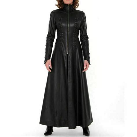 Real Leather Catsuit Matrix Coat Long Zipper Sexy Dress Cat Etsy