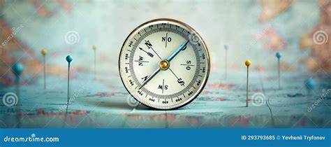 Magnetic Old Compass On World Maptravel Geography Navigation