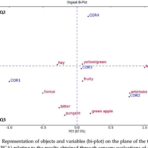 Representation Of Objects And Variables Bi Plot On The Plane Of The