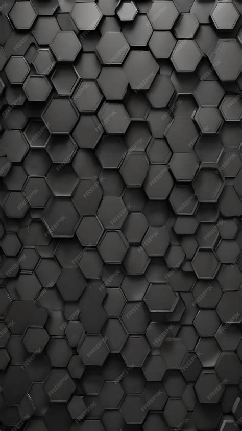 Dark Gray Vertical Hexagon Background And Real Texture For Material