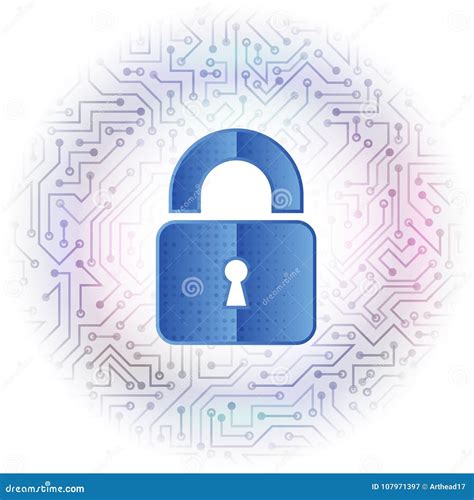 Abstract High Tech Circuit Board Digital Padlock Vector Illustration Stock Vector