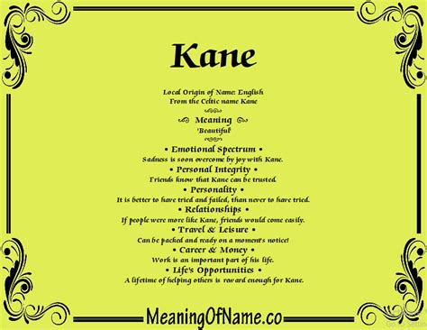 Kane Meaning Of Name