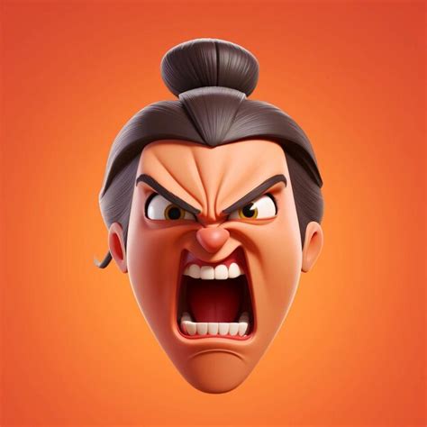 Premium Photo 3d Character Avatar Angry Facial Expression On Orange