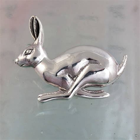Silver Rabbit Brooch Wild Hare Pin Etsy