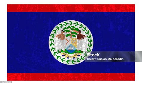 Bendera Grunge Belize Warna Dan Proporsi Resmi Ilustrasi Vektor