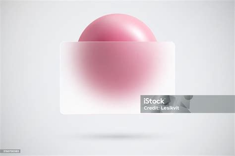 유리 형태 효과 분홍색 구체가 있는 투명한 젖빛 유리로 만든 은행 카드 또는 배너 유리 재료에 대한 스톡 벡터 아트 및 기타 이미지 유리 재료 배경 주제 직사각형