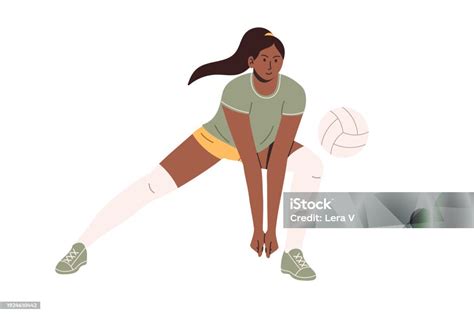 배구 선수 여자가 공을 친다 흰색 배경에 고립된 평면 벡터 그림 Fivb Volleyball Womens World