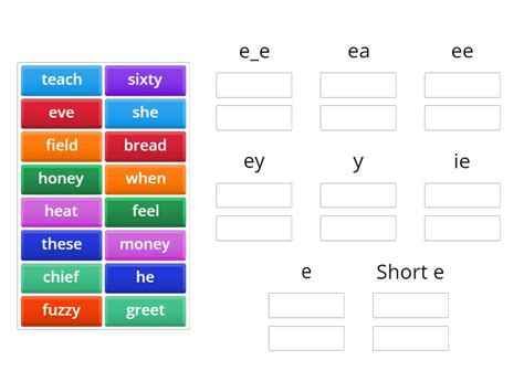 Long E Spelling Patterns Group Sort