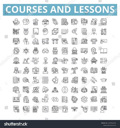 Courses Lessons Icons Line Symbols Web Stock Vector Royalty Free