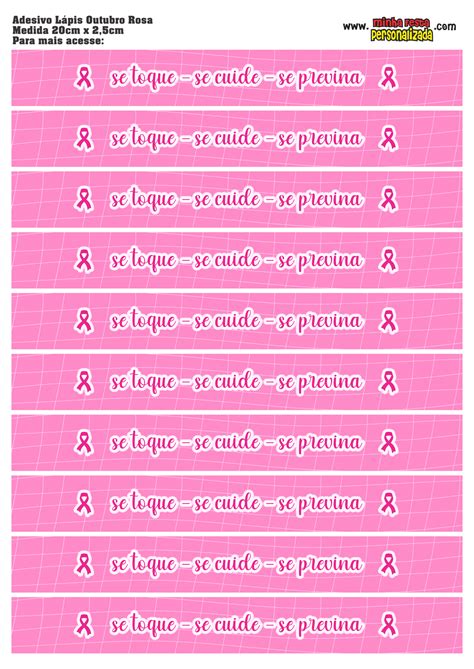 Outubro Rosa Para Lápis E Bala Para Imprimir