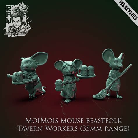 3d Printable Moimois Pack 1 Mousefolk Workers By Hector Moran