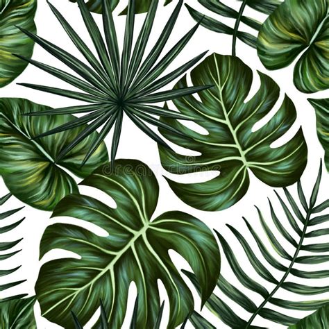 Tropical Leaf Seamless Pattern Colorful Vivid Print With Beautiful