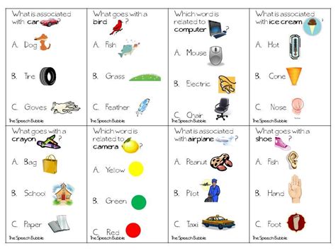Camp Go Together Associations And Analogies The Speech Bubble Slp