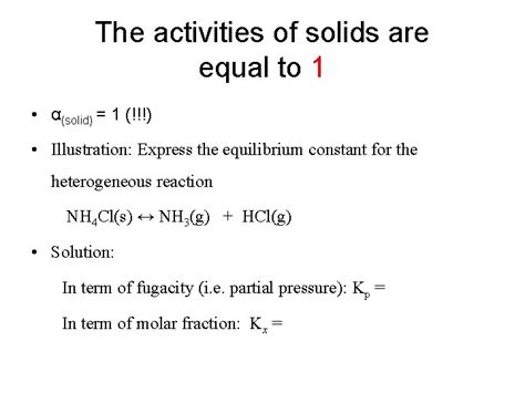Expressions Of The Equilibrium Constant K The Equilibrium