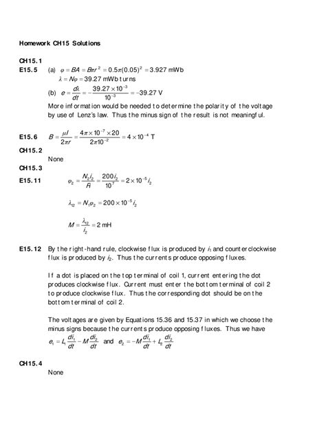 Solutions To Homework Electrical Engineer Concepts Ee 100 Docsity