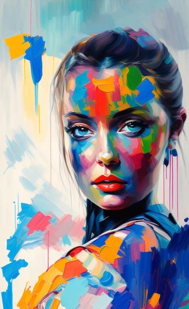 Premium Ai Image A Colorful Portrait Of A Woman With A Blue Eye