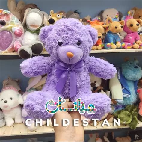 خرید و قیمت عروسک پولیشی خرس راس اورجینال پاپیون دار رنگ بنفش سایز 27