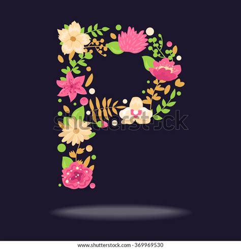 Floral Letter P Vector Isolated Illustration Stock Vector Royalty Free