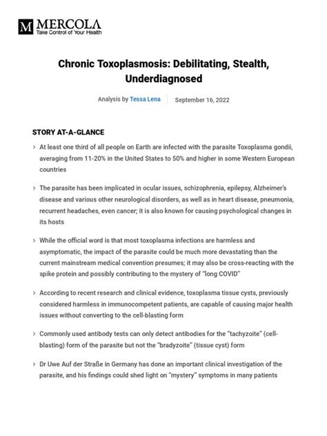 Chronic Active Toxoplasmosis Pdf Pdf Biology Medicine