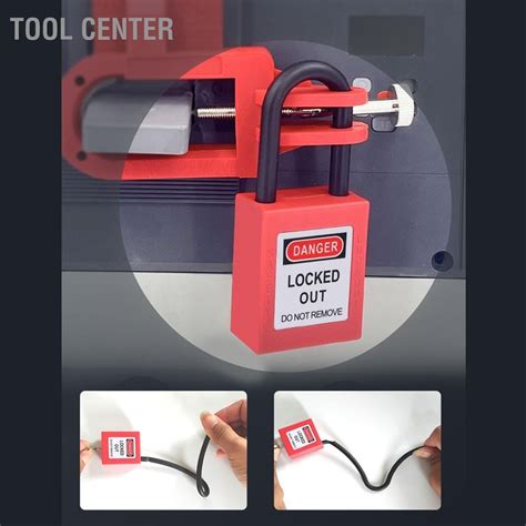 Tool Center 38 มม Lockout Tagout Lock ไนลอนป้องกันฝุ่นพลังงานกุญแจแยกความปลอดภัยพร้อมกุญแจ 2