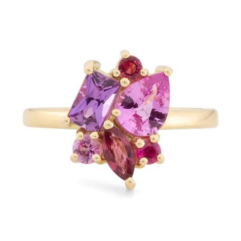 Sapphire And Ruby Cluster Ring Coppins Jewellery