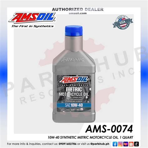 AMSOIL-0074 10W-40 SYNTHETIC METRIC MOTORCYCLE OIL, 1 QUART | Lazada PH