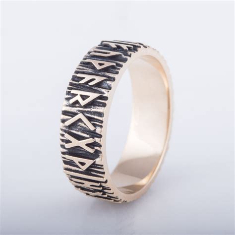 Elder Futhark Runes Bronze Ring Handcrafted Vkng Jewelry Vkngjewelry