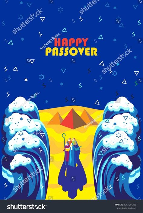 Passover Exodus Egypt Happy Passover Festival Stock Illustration