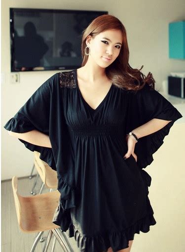 Korean Style Lotus Leaf V Neck Fashion Dress On Luulla