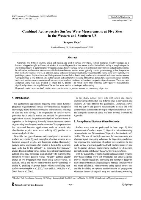 Pdf Combined Active Passive Surface Wave Measurements At Five Sites