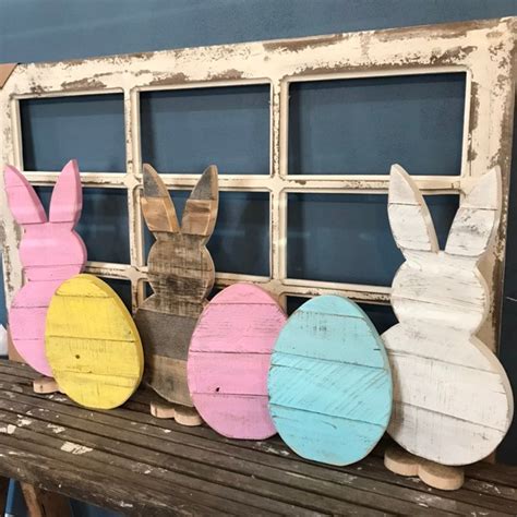 Wood Bunny Easter Signs Porch Holiday Decor Pallet Bunny Etsy